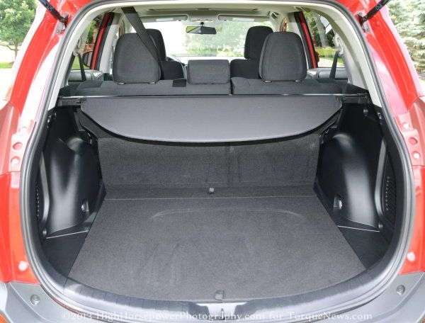 The rear cargo area of the 2013 Toyota RAV4 XLE AWD | Torque News